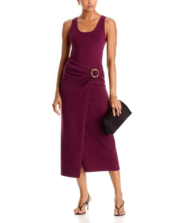 Simkhai Genne Draped Knit Midi Dress - Fig