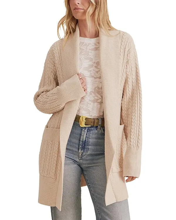 Splendid Tammie Cable Knit Cardigan - Wheat Heather