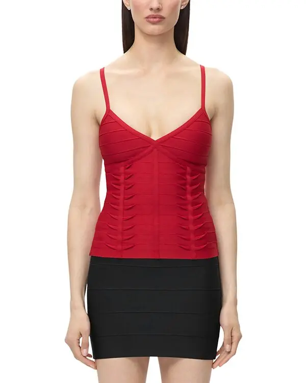 Herve Leger The Laura V Neck Bandage Top - Rouge