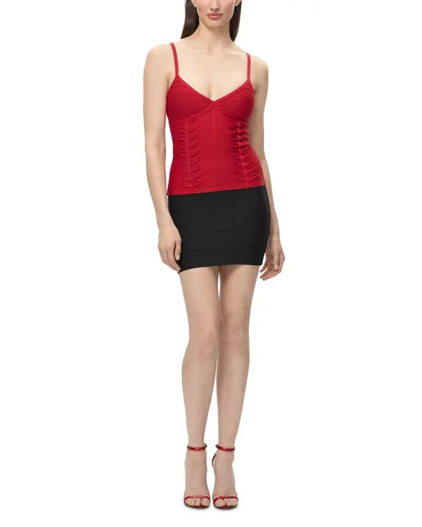 Herve Leger The Laura V Neck Bandage Top - Rouge