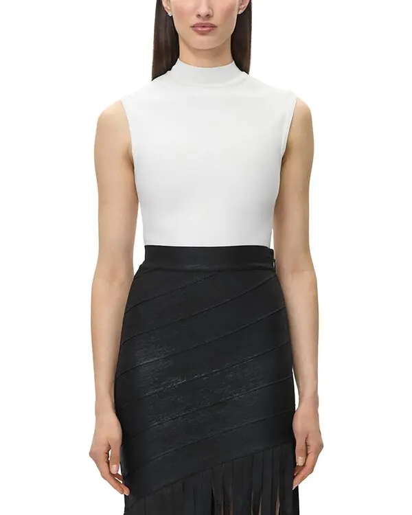 Herve Leger The Janet Turtleneck Knit Top - Alabaster