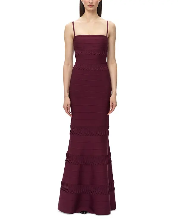 Herve Leger The Caitlin Mermaid Gown - Deep Red