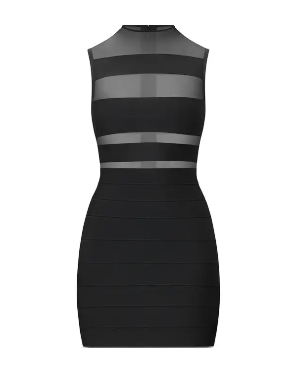 Herve Leger Allie Sheer Inset Bandage Dress