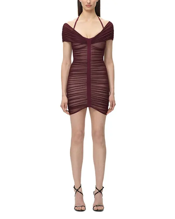 Herve Leger The Linda Ruched Mini Dress - Deep Red