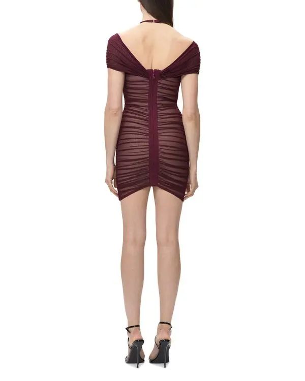 Herve Leger The Linda Ruched Mini Dress - Deep Red