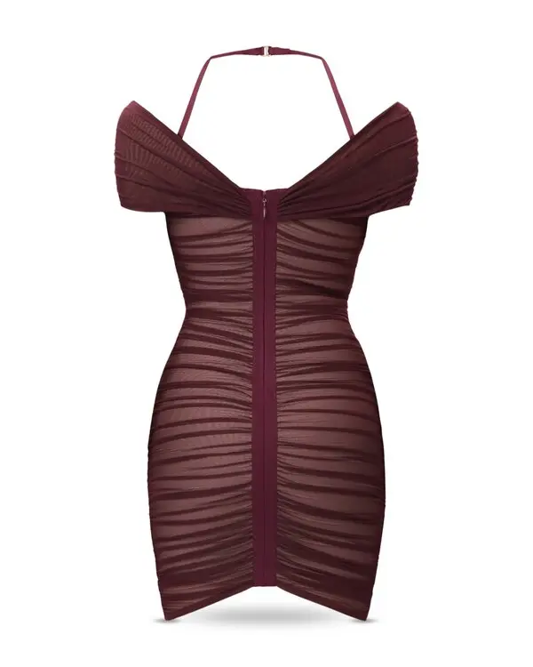 Herve Leger The Linda Ruched Mini Dress - Deep Red