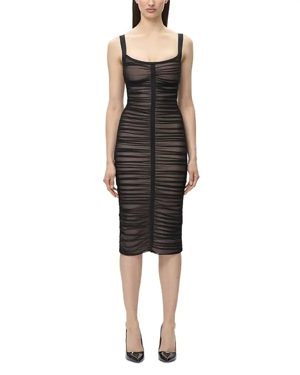 Herve Leger The Gloria Ruched Mesh Dress