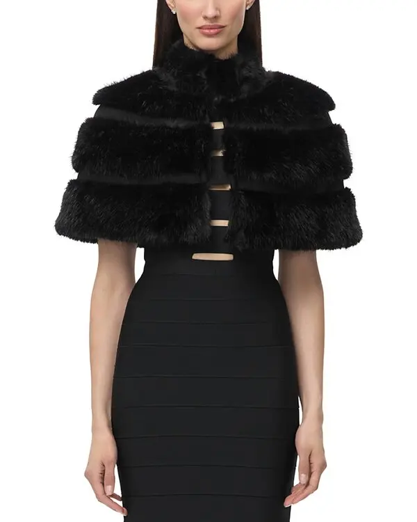 Herve Leger The Victoria Faux Fur Cape - Black