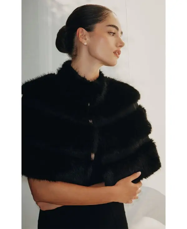 Herve Leger The Victoria Faux Fur Cape