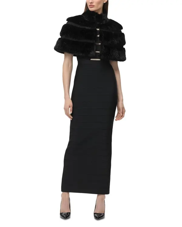 Herve Leger The Victoria Faux Fur Cape