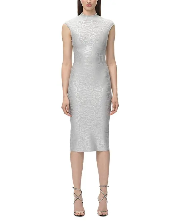 Herve Leger The Metallic Anita Bodycon Dress - Silver Foil