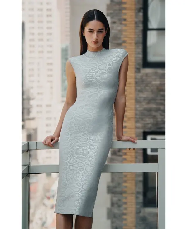 Herve Leger The Metallic Anita Bodycon Dress - Silver Foil