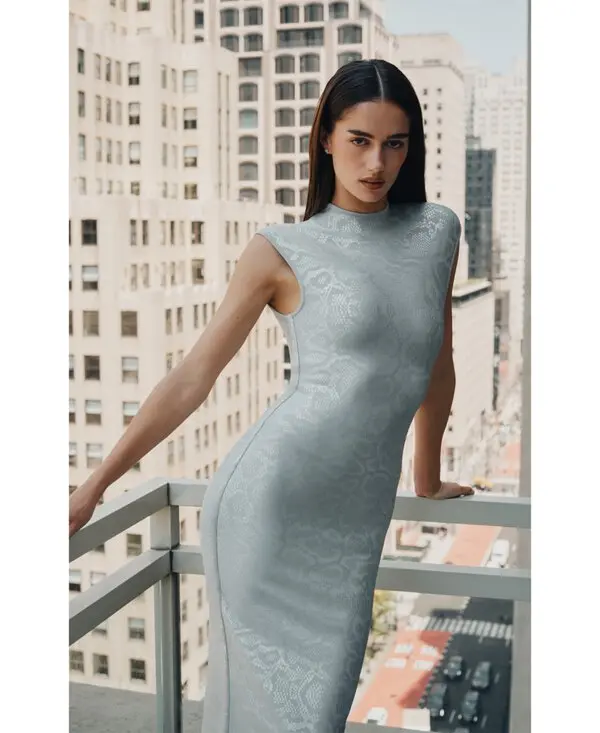 Herve Leger The Metallic Anita Bodycon Dress - Silver Foil