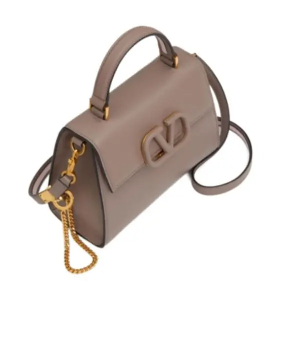 Valentino Garavani Small Vsling Grainy Calfskin Handbag - Brown