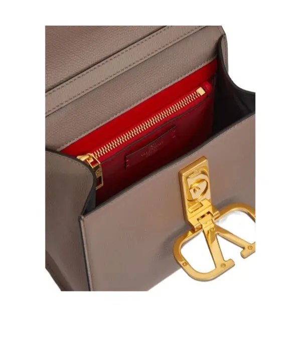 Valentino Garavani Small Vsling Grainy Calfskin Handbag - Brown