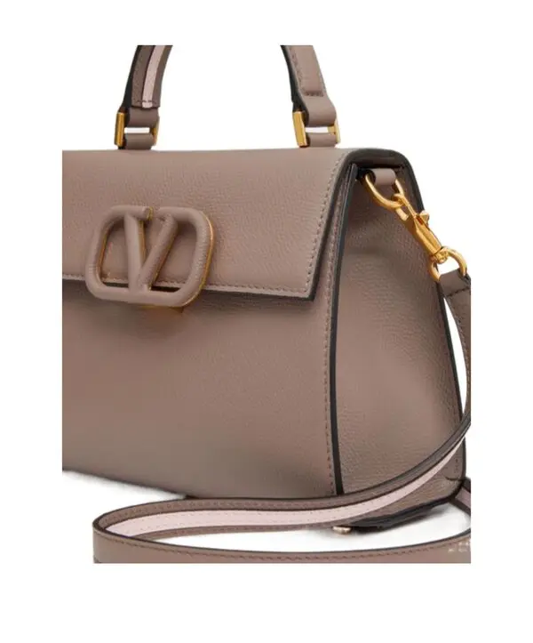 Valentino Garavani Small Vsling Grainy Calfskin Handbag - Brown