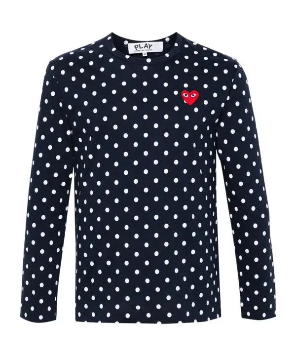 Play Comme Des Garcon Polka Dot Long Sleeve T-shirt - Black