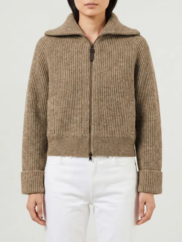 Brunello Cucinelli Ribbed Zip-up Sweater - Beige