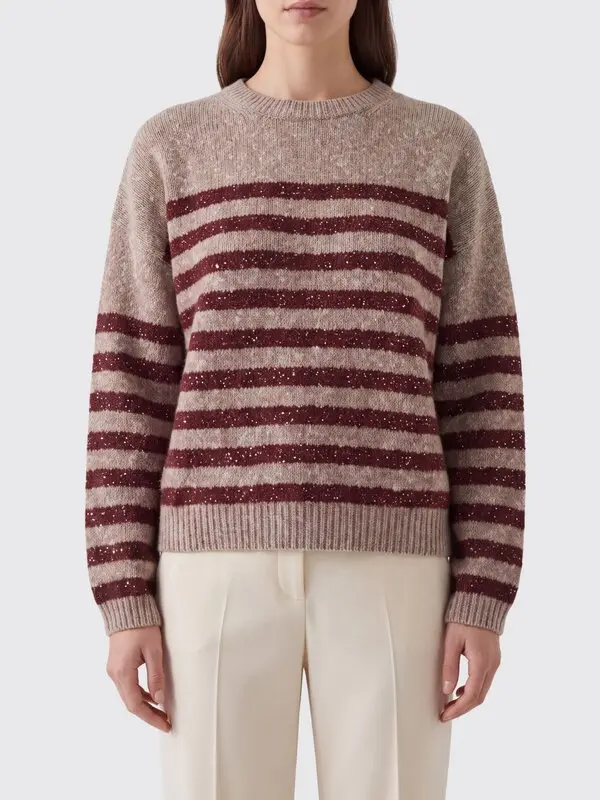 Brunello Cucinelli Striped Crewneck Jumper - Brown