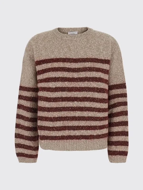 Brunello Cucinelli Striped Crewneck Jumper - Brown