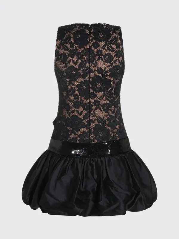 SELF-PORTRAIT Lace And Satin Bubble Hem Dress