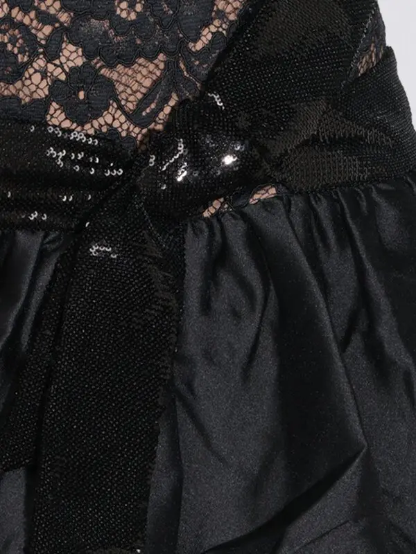 SELF-PORTRAIT Lace And Satin Bubble Hem Dress