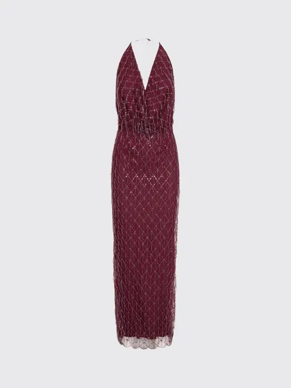 ROTATE BY BIRGER CHRISTENSEN Slim Fit Halterneck Beaded Long Evening Gown