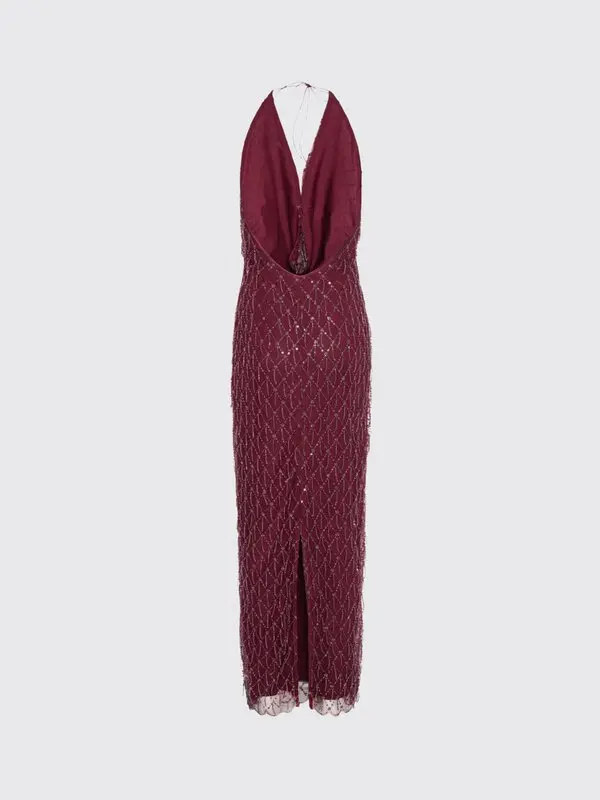 ROTATE BY BIRGER CHRISTENSEN Slim Fit Halterneck Beaded Long Evening Gown