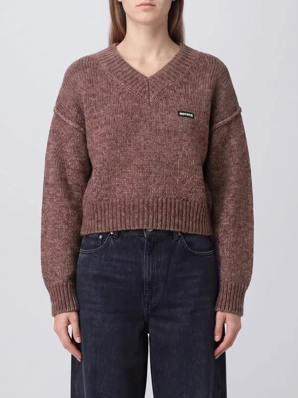 ROTATE BY BIRGER CHRISTENSEN V-neck Cropped Sweater