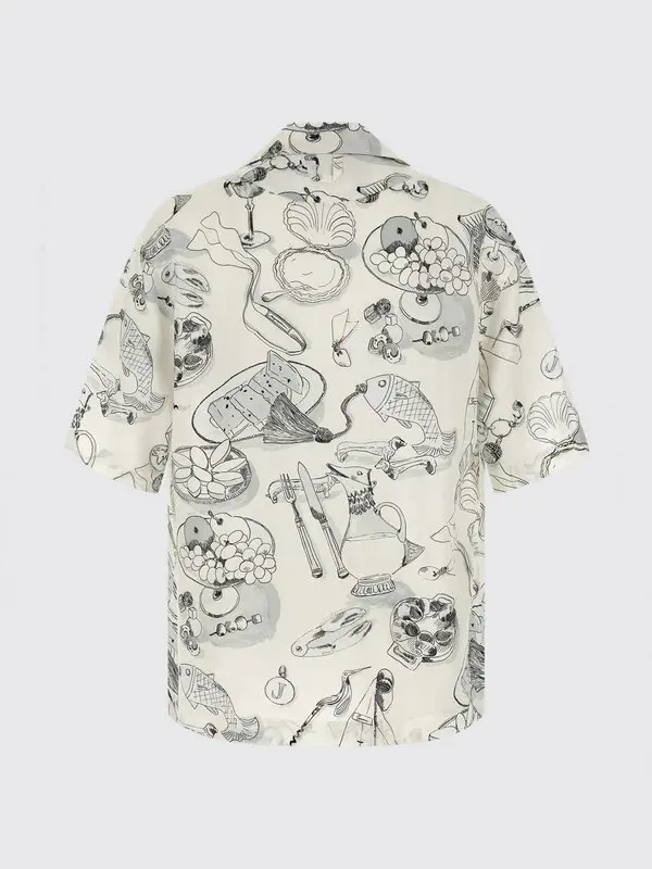 Jacquemus Short-sleeve Bowling Shirt In Graphic-print Linen Blend - White