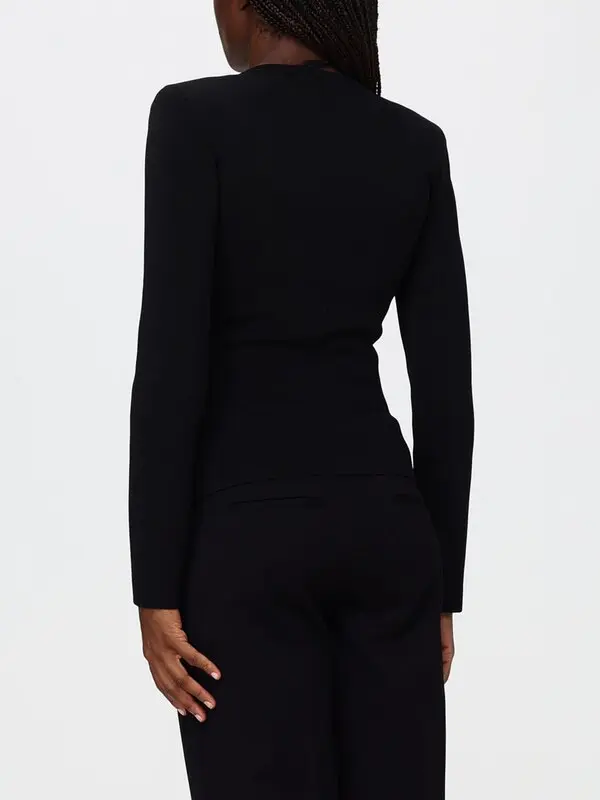 Elisabetta Franchi Slim Fit Stretch Viscose Cardigan With Metal Zip - Black