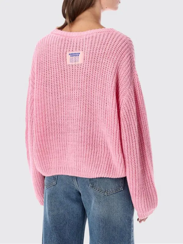 American Vintage Relaxed Fit Crewneck Wool Blend Jumper - Pink