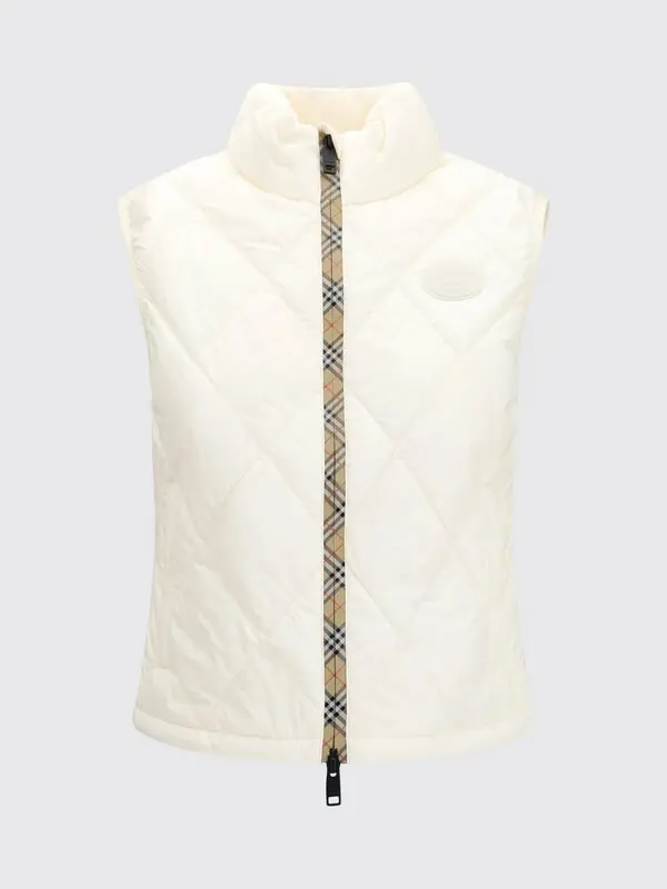 Burberry Quilted Zip-up Vest With Signature Check Trim
