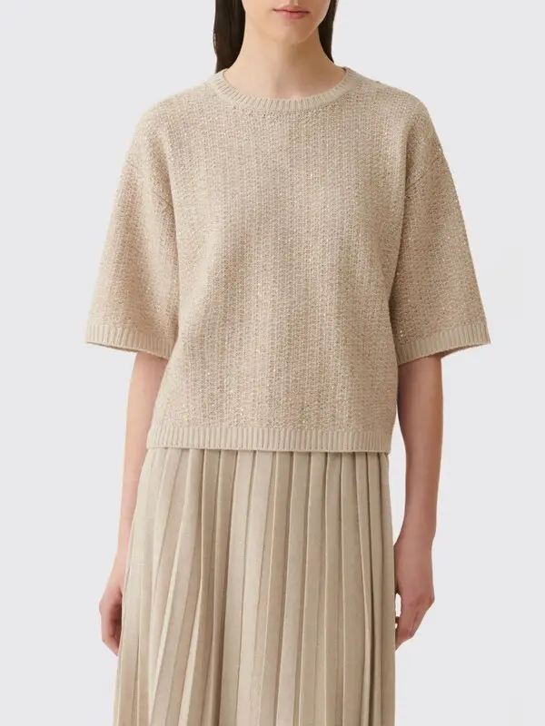 Fabiana Filippi Short-sleeved Crewneck Jumper - Beige