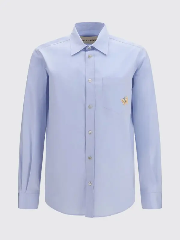Valentino Garavani Slim Fit Shirt In Cotton Poplin With Butterfly Print