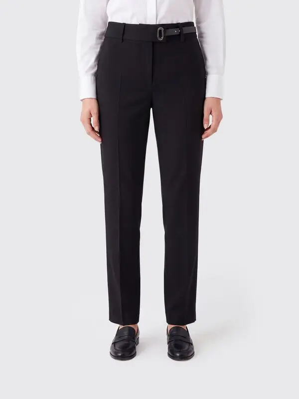 Sportmax Mid-rise Skinny Fit Crêpe Trousers With Hem Slits