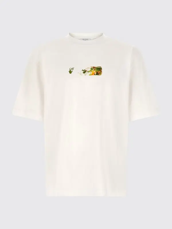 Off-White Cotton T-shirt With Arrow Logo Print On The Back