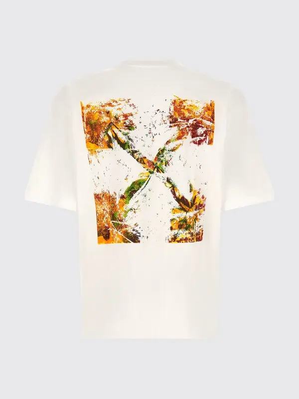 Off-White Cotton T-shirt With Arrow Logo Print On The Back