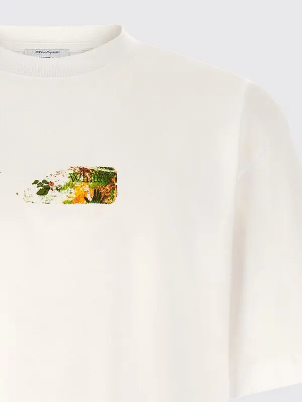 Off-White Cotton T-shirt With Arrow Logo Print On The Back