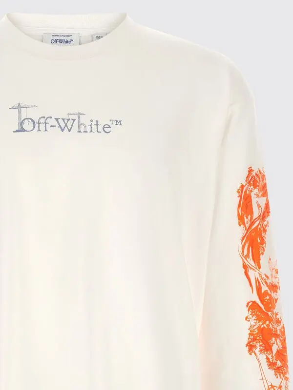 Off-White Long-sleeved Cotton T-shirt With Arrow Graphic Print