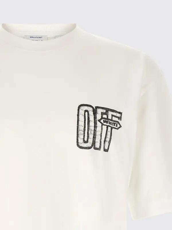 Off-White Cotton T-shirt With Contrast Arrow Logo On The Back