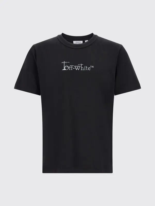 Off-White Cotton T-shirt With Graphic Print And Arrow Logo