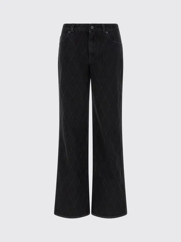 Balmain Mid-rise Wide-leg Diamond-pattern Denim Jeans