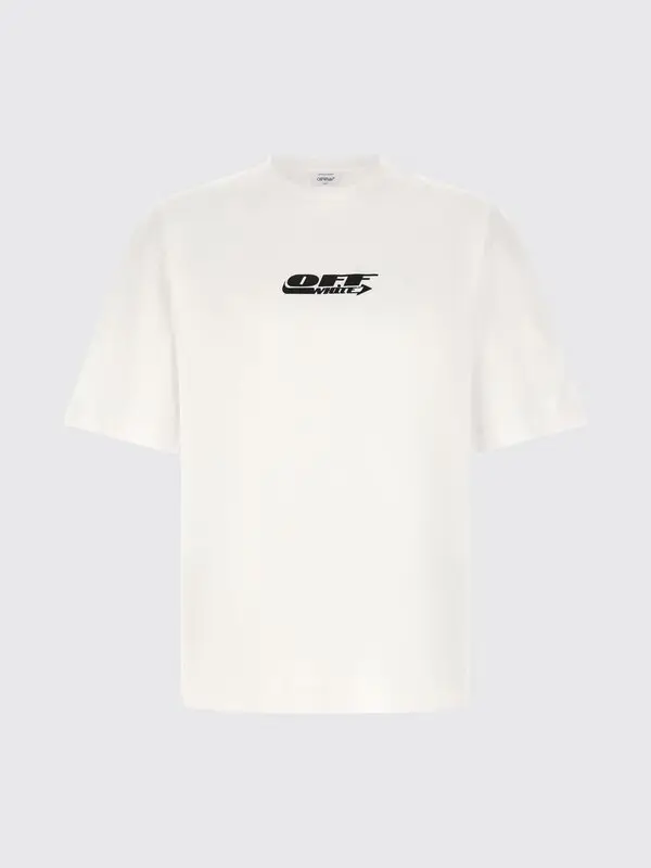 Off-White Crewneck Cotton T-shirt With Arrow Logo On The Back