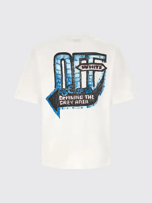 Off-White Crewneck Cotton T-shirt With Arrow Logo On The Back