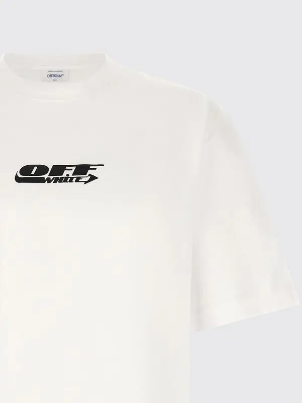 Off-White Crewneck Cotton T-shirt With Arrow Logo On The Back