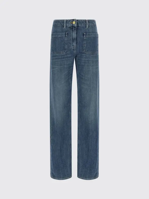 Elisabetta Franchi Wide Leg Jeans With Embroidered Monogram