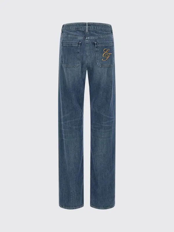 Elisabetta Franchi Wide Leg Jeans With Embroidered Monogram