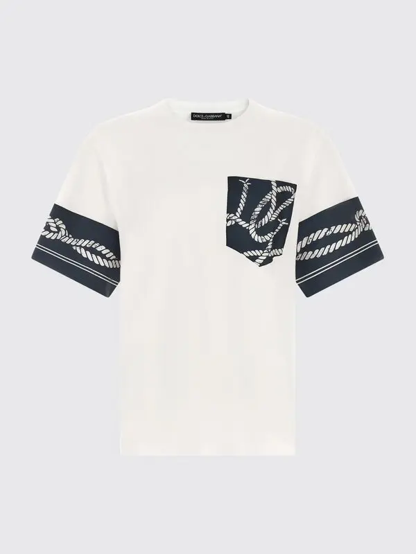 Dolce & Gabbana Cotton And Silk T-shirt With Graphic Print And Contrast Trims