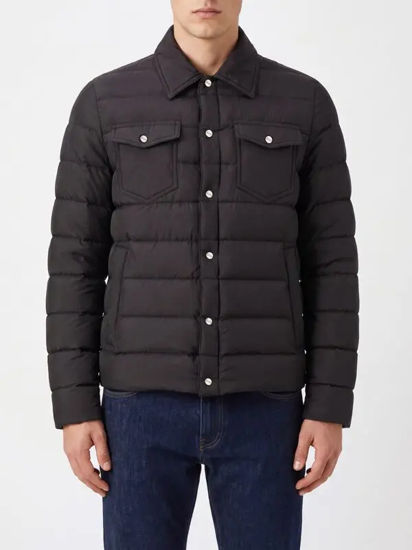 Herno Short Quilted Nylon Puffer Jacket With Classic Collar - Black